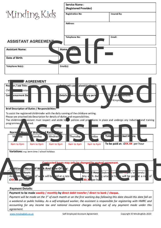 Self Employed Agreement Template